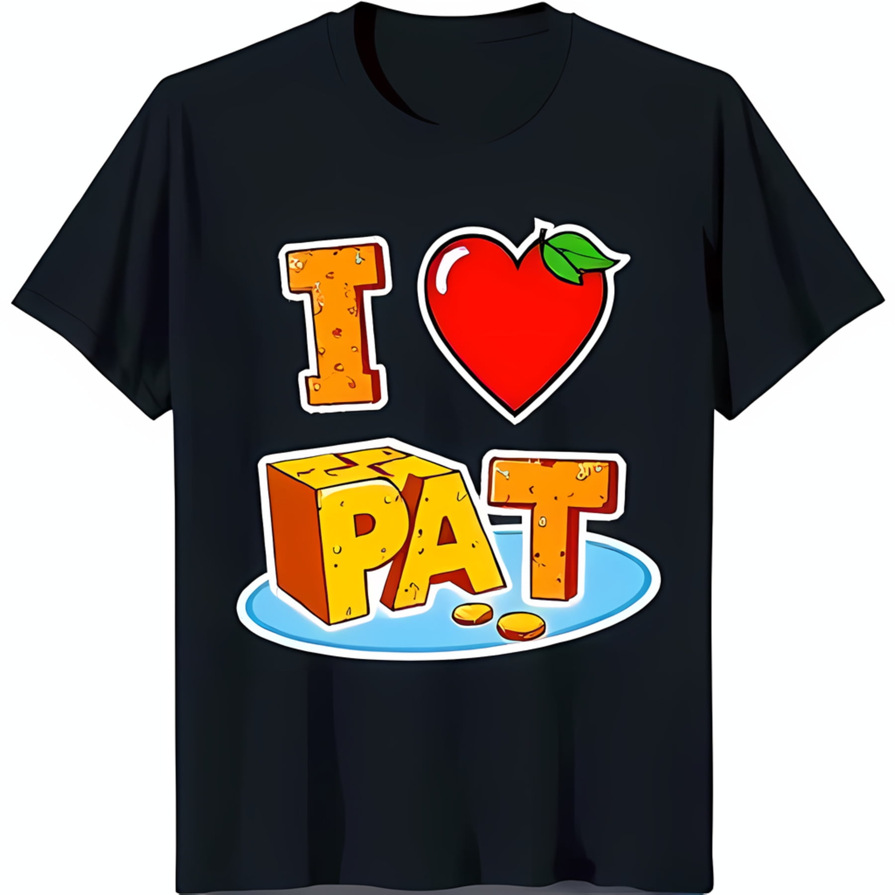 Black Cheese Heart T-Shirt I PAT Graphic Design with Cheesy Text ...