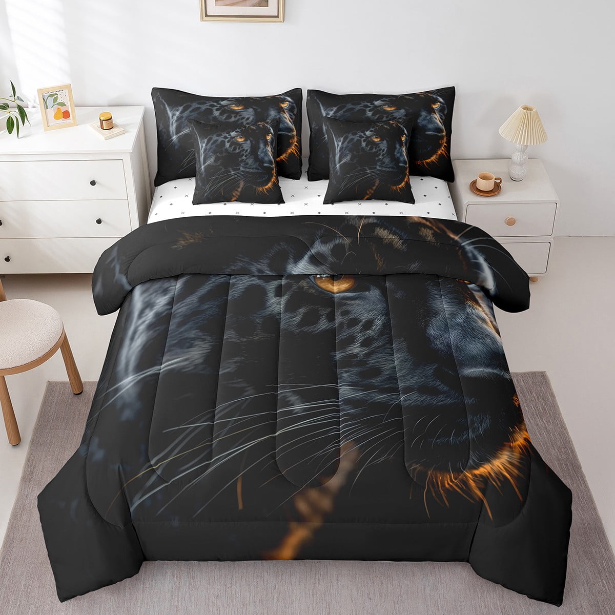 Black Cheetah 7 Piece Bed In A Bag Full Jungle Leopard Pattern ...