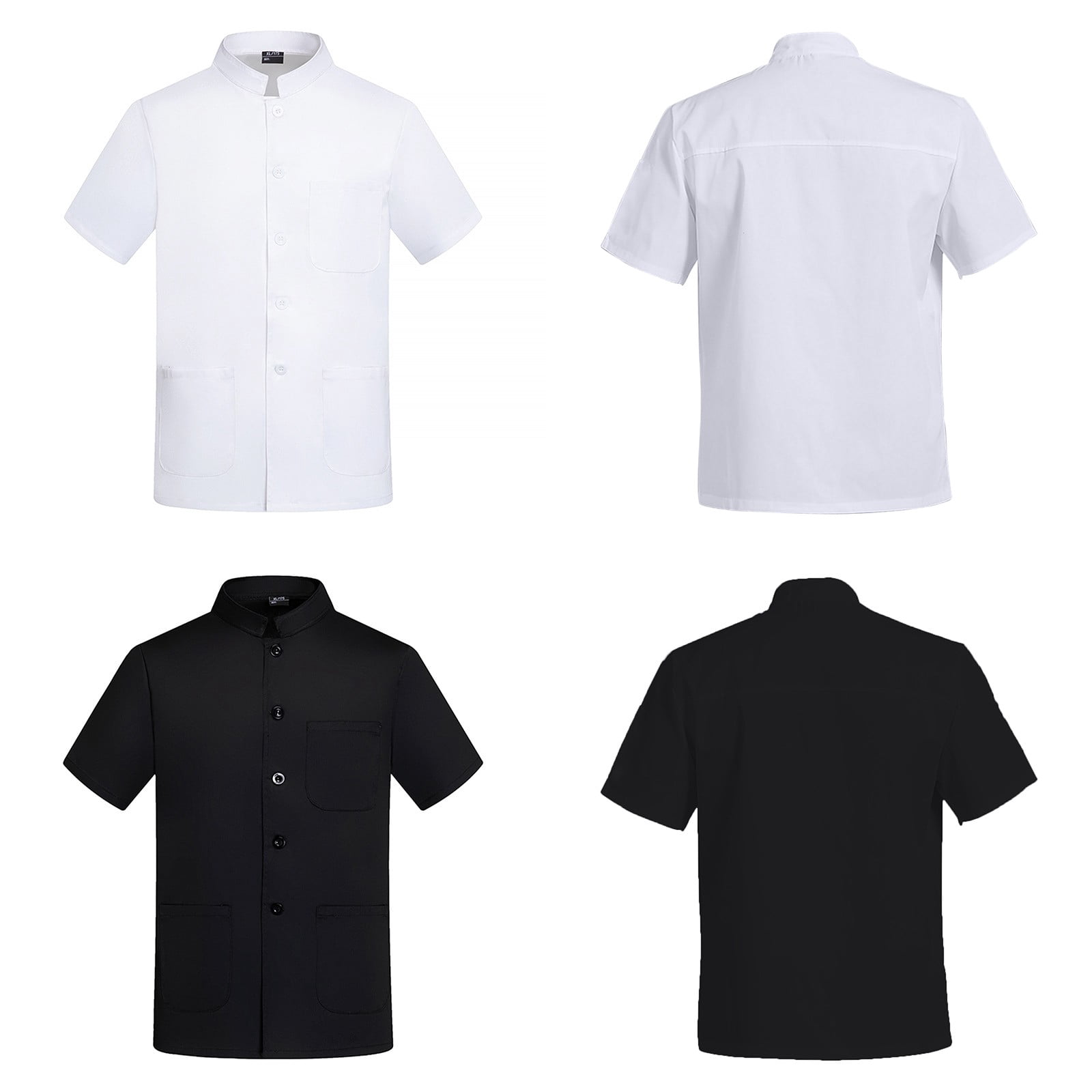 Black Chef Coat Short Sleeve Lightweight Chef Jacket Men Double ...