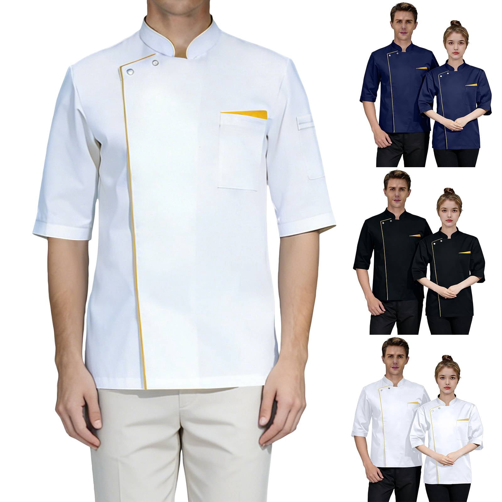 Black Chef Coat With Mesh Lightweight Chef Jacket Men Short Sleeve Chef ...