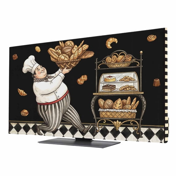 Black Chef TV Cover for 40 Inch Screen, Stretch Fabric Dustproof TV ...