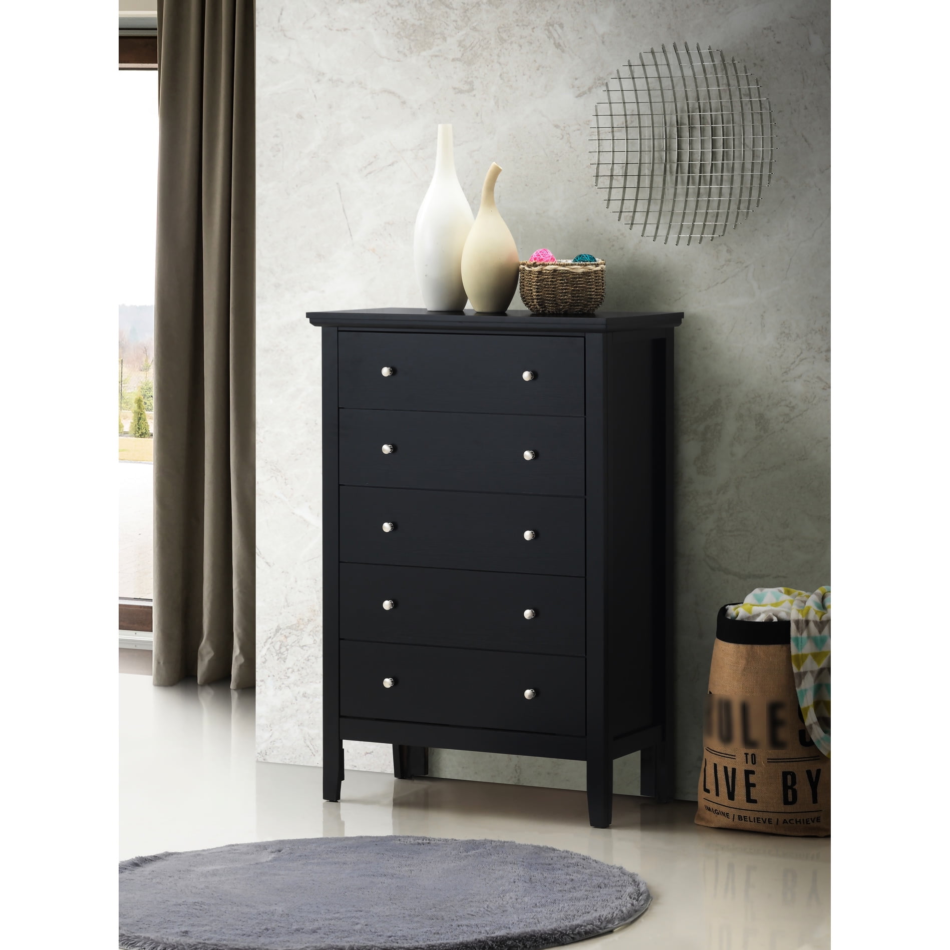 Black Chest - Glory Furniture G1336 Particle Board With French Drawers ...