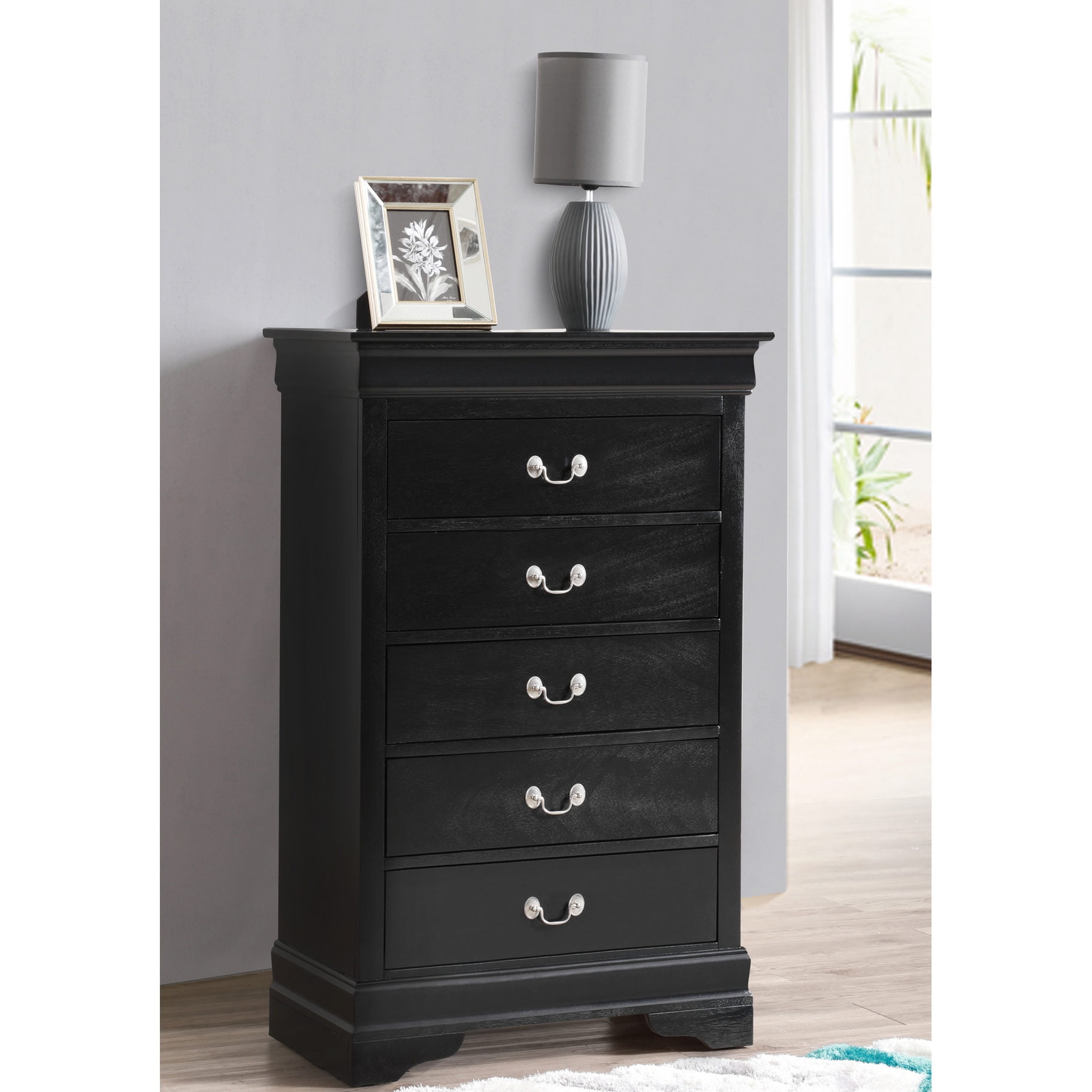 Black Chest with Metal Center Guides and Positive Stop | Bedroom Use ...