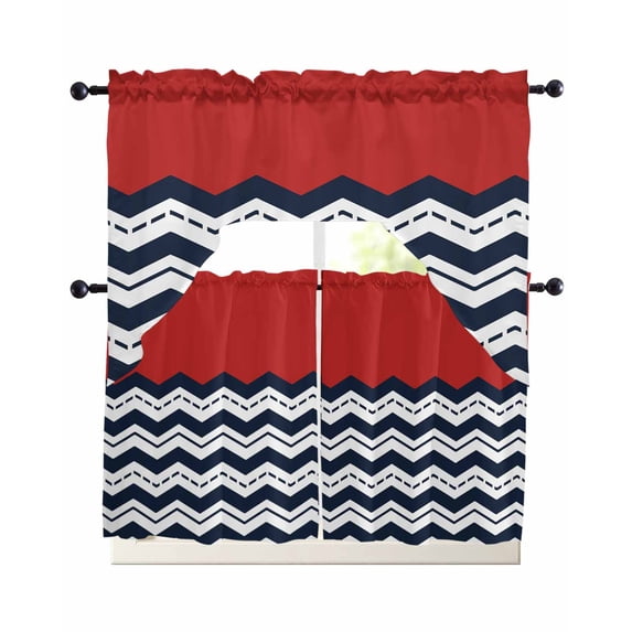 Black Chevron Swag Kitchen Curtains Sets for Windows 24 Inch Length ...