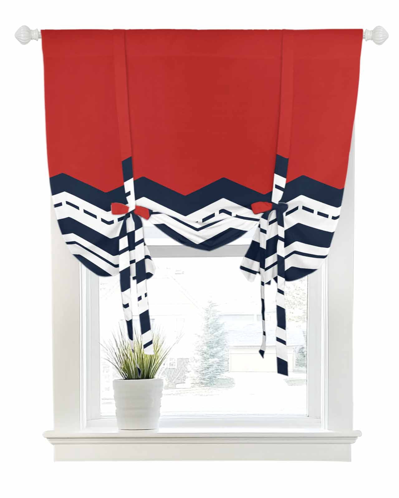 Black Chevron Tie Up Curtains for Window, Thermal Insulated Balloon ...