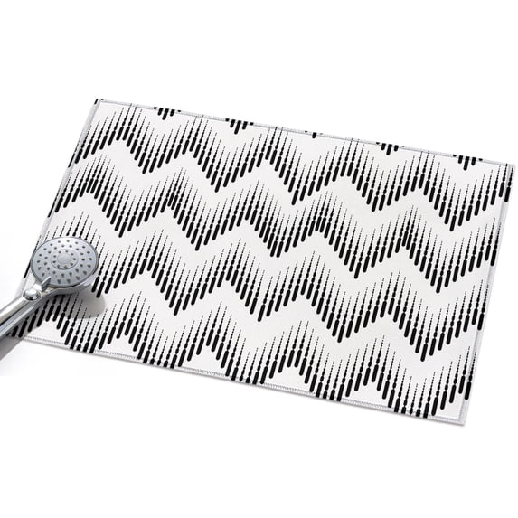 Black Chevron Waves Entryway Rug 2x3ft Washable Non Slip Bathroom Rug ...