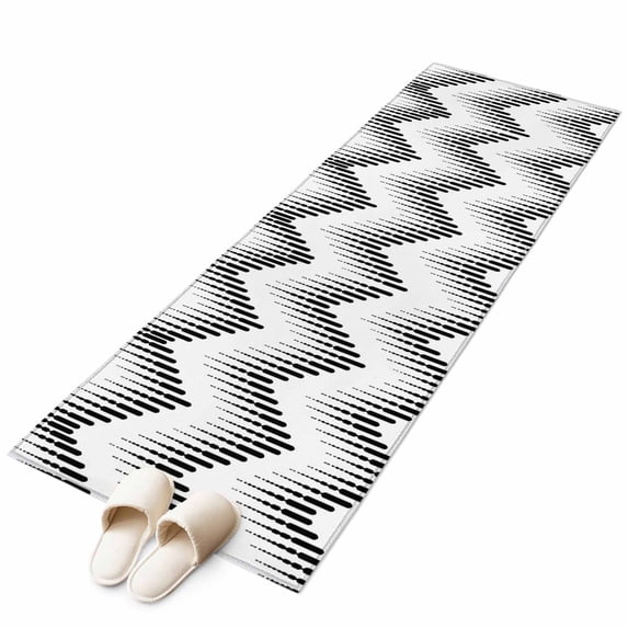 Black Chevron Waves Kitchen Runner Rug 2x6 Washable Runners for Hallway ...