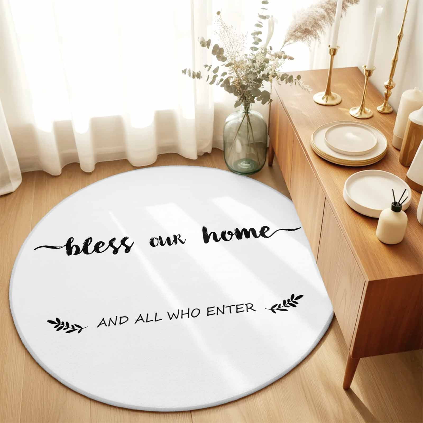 Black Chic Healing Quotes Round Area Rug 3ft,Living Room Rug Non-Slip ...