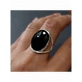 Black Chic Low Profile Ring With Large Black Onyx Stone, For ...