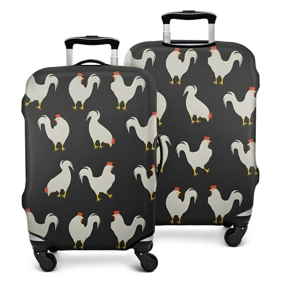 Black Chicken White Rooster Pattern Luggage Cover Fashion Suitcase ...