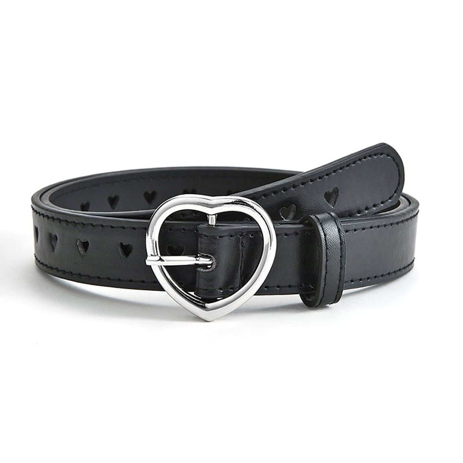 (Black) Children Faux Leather Belt Kids Cute Peach Heart Buckle Belts ...