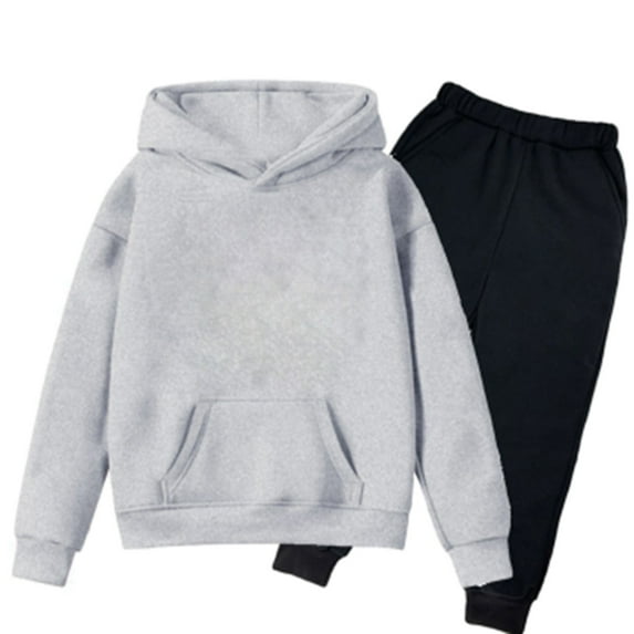 Black Children's Long-Sleeved Hoodie and Pants Set, Stylish Letter ...
