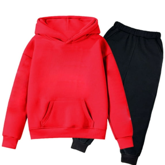 Black Children's Long-Sleeved Hoodie and Pants Set, Stylish Letter ...