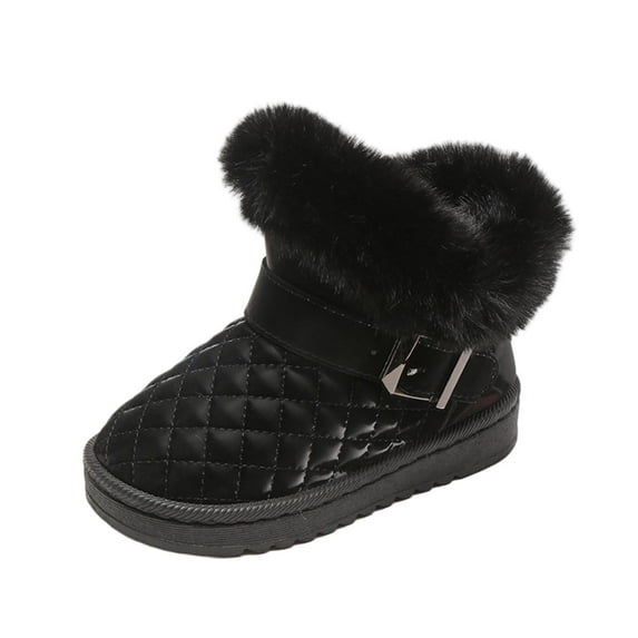 Black Childrens Boots For Girls Thermal Lined Soft Leather Water ...