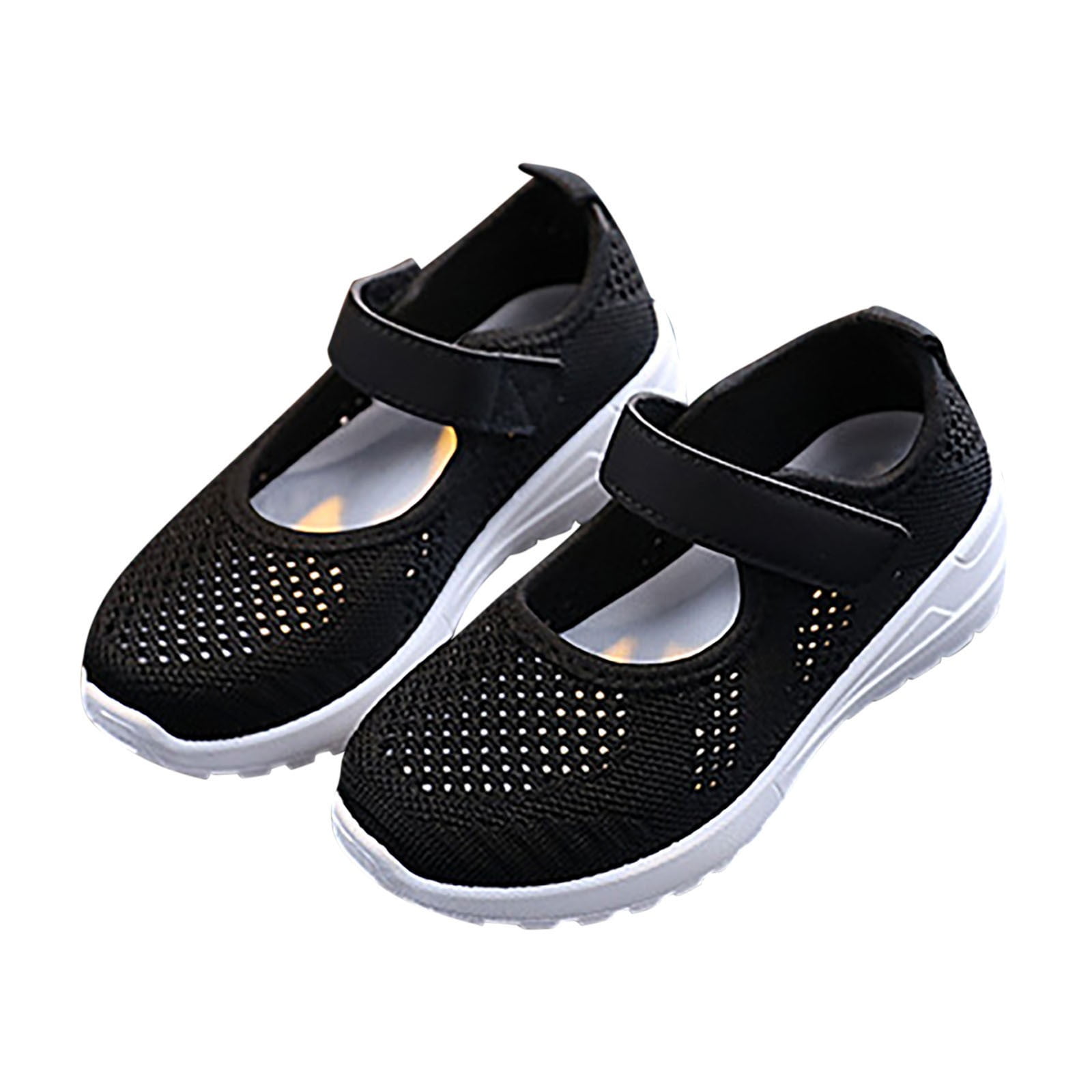 Black Childrens Everyday Footwear With Hollow Out Details And Rubber ...