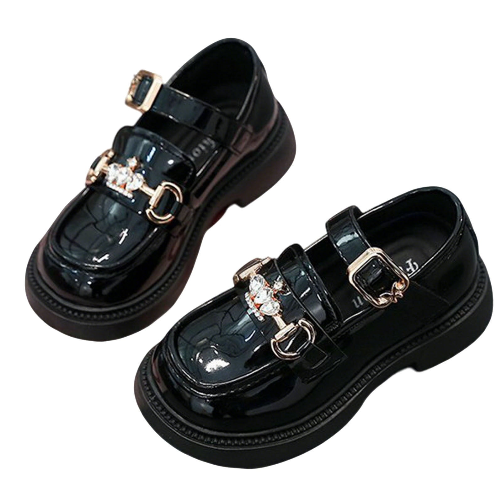 Black Childrens Fashion Leather Shoes With Soft Sole For Girls Elegant ...