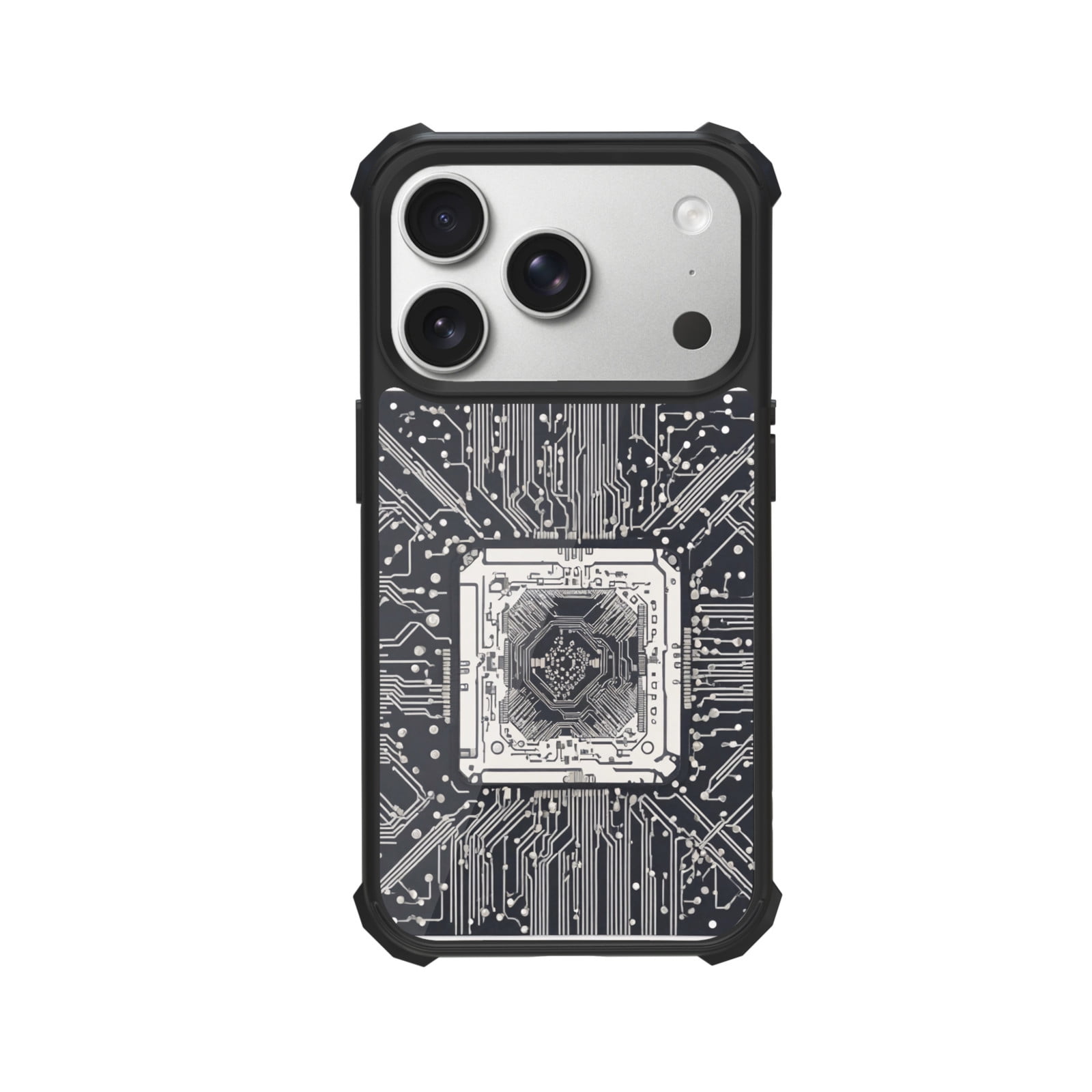 Black Chip Shockproof Case For iPhone 12 13 14 15 16 Pro Max Series ...