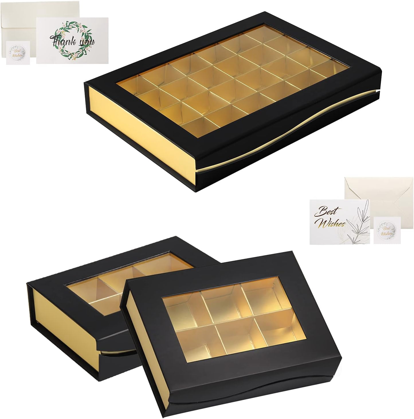 Black Chocolate Boxes Packaging, Chocolate Box Gift Empty Mini Treat ...