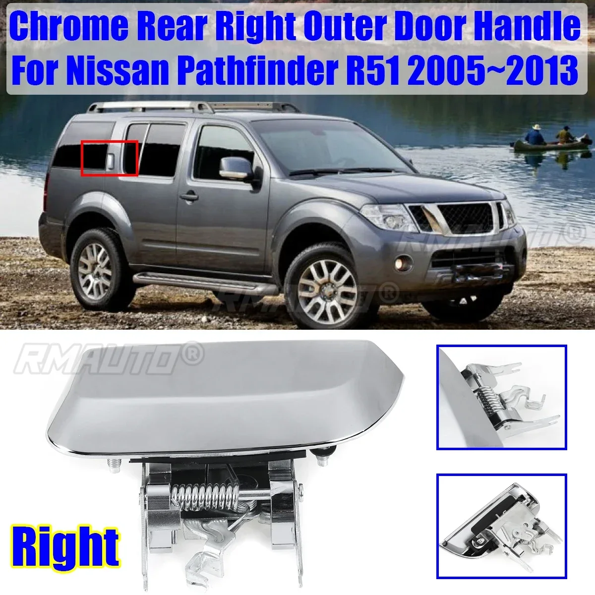Black / Chorme Rear Door Outer Handle left/right For Nissan Pathfinder ...