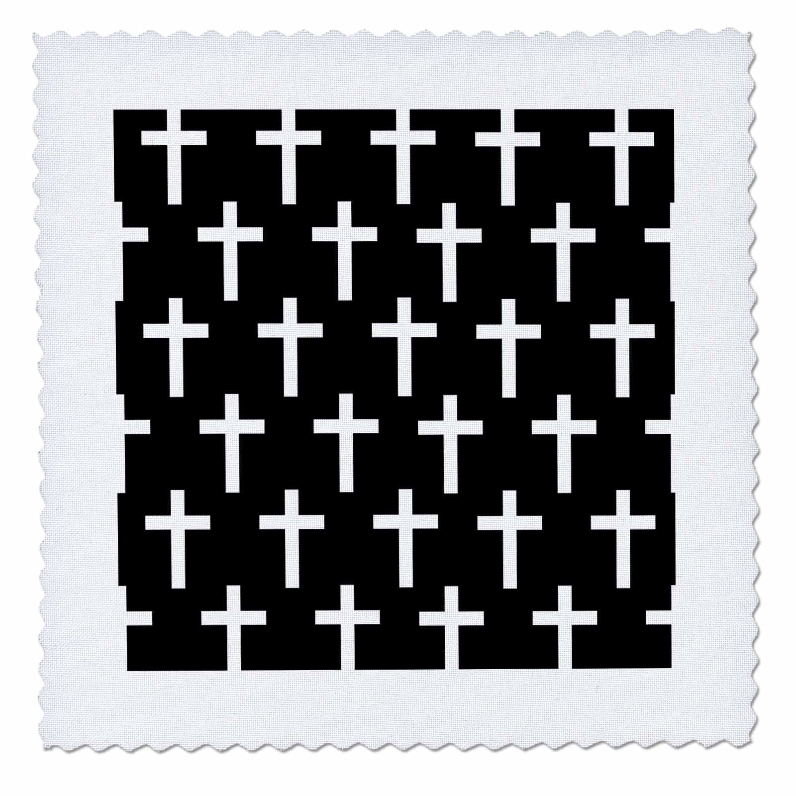 Black Christian Cross pattern with white religious crucifix crosses ...