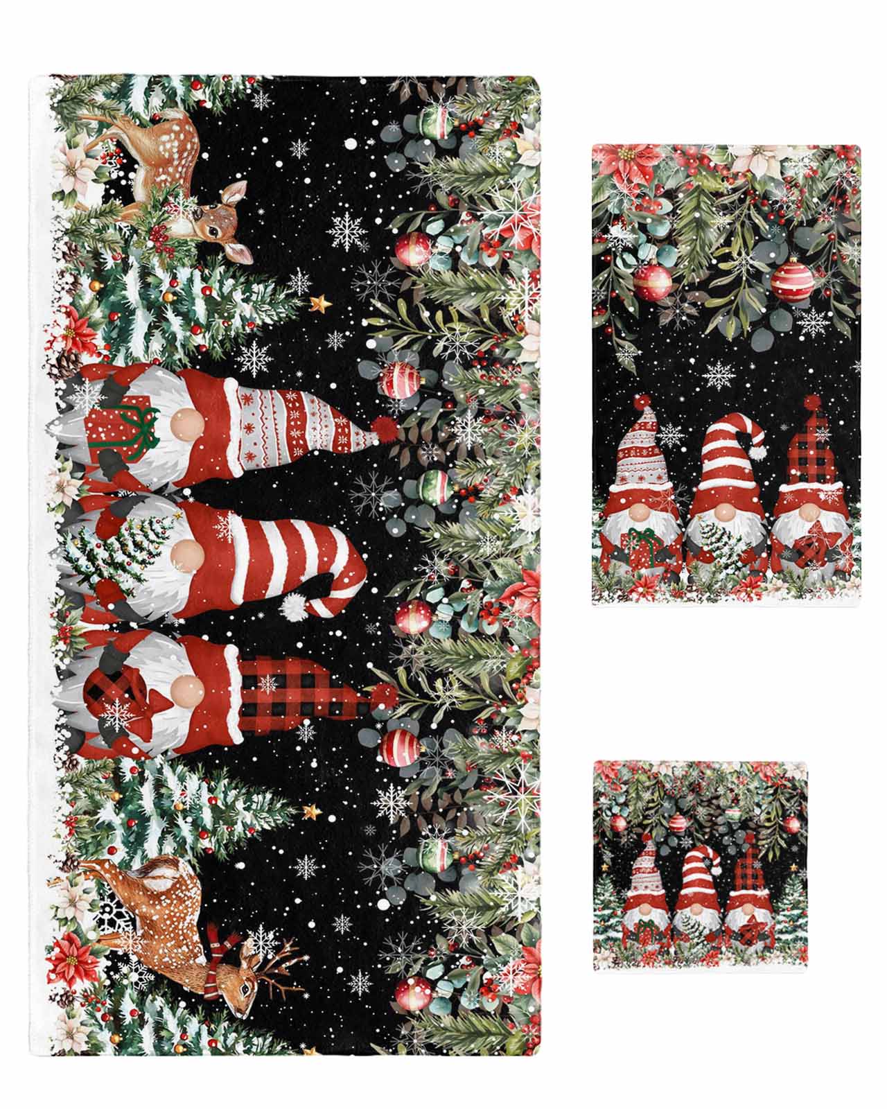 Black Christmas Bath Towels for Bathroom Set,Luxury Microfiber Towels ...