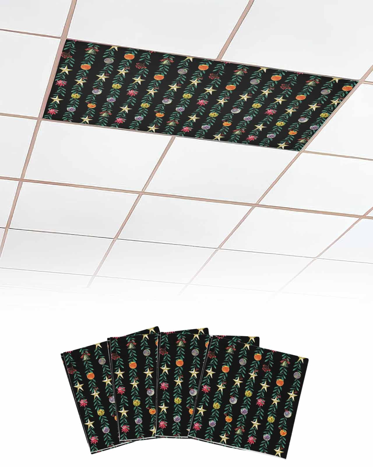 Black Christmas Fluorescent Light Covers for Ceiling Lights 4x2 feet,4 ...