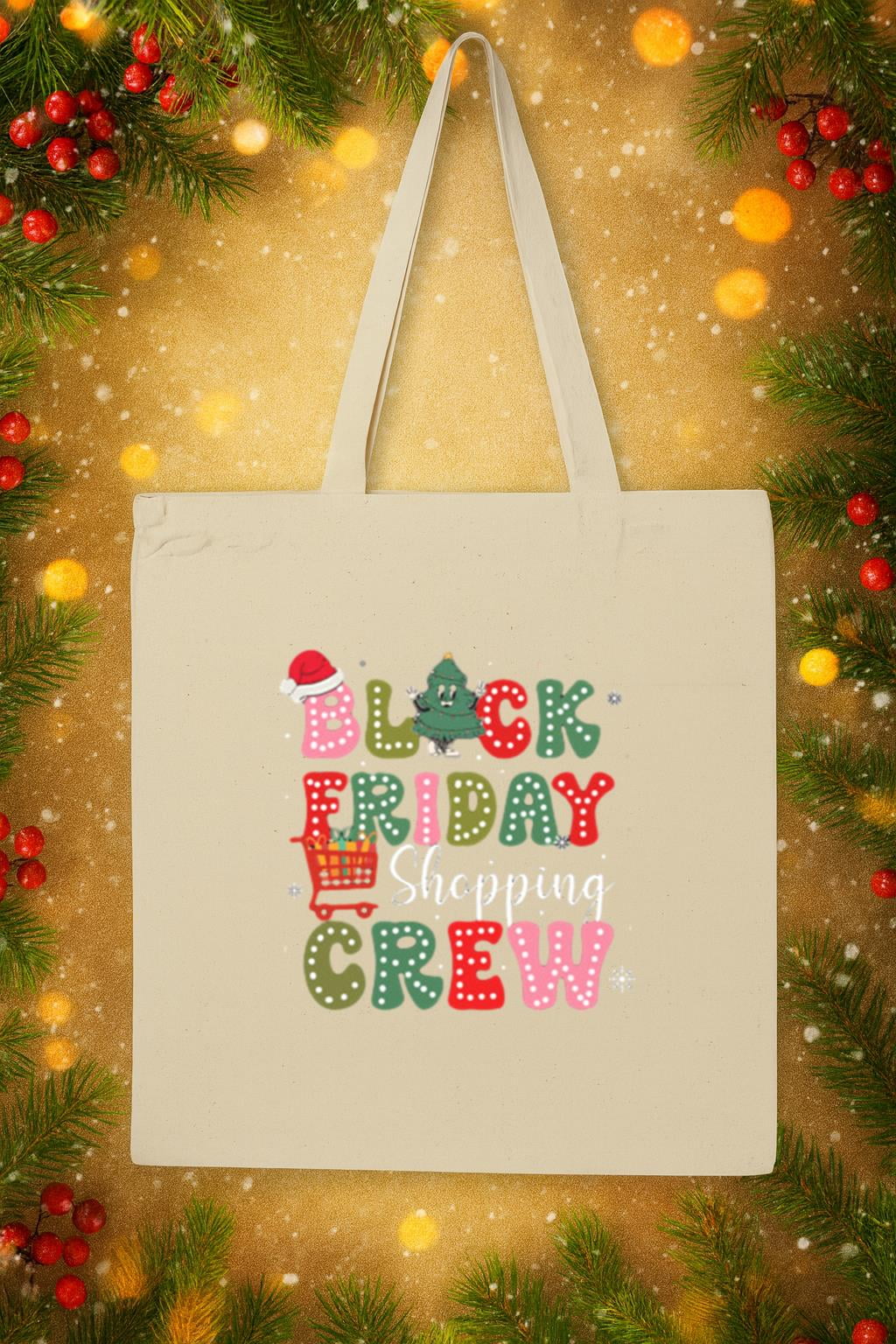 Black Christmas Friday Shopping Crew Family Gift Tote Bag - Walmart.com