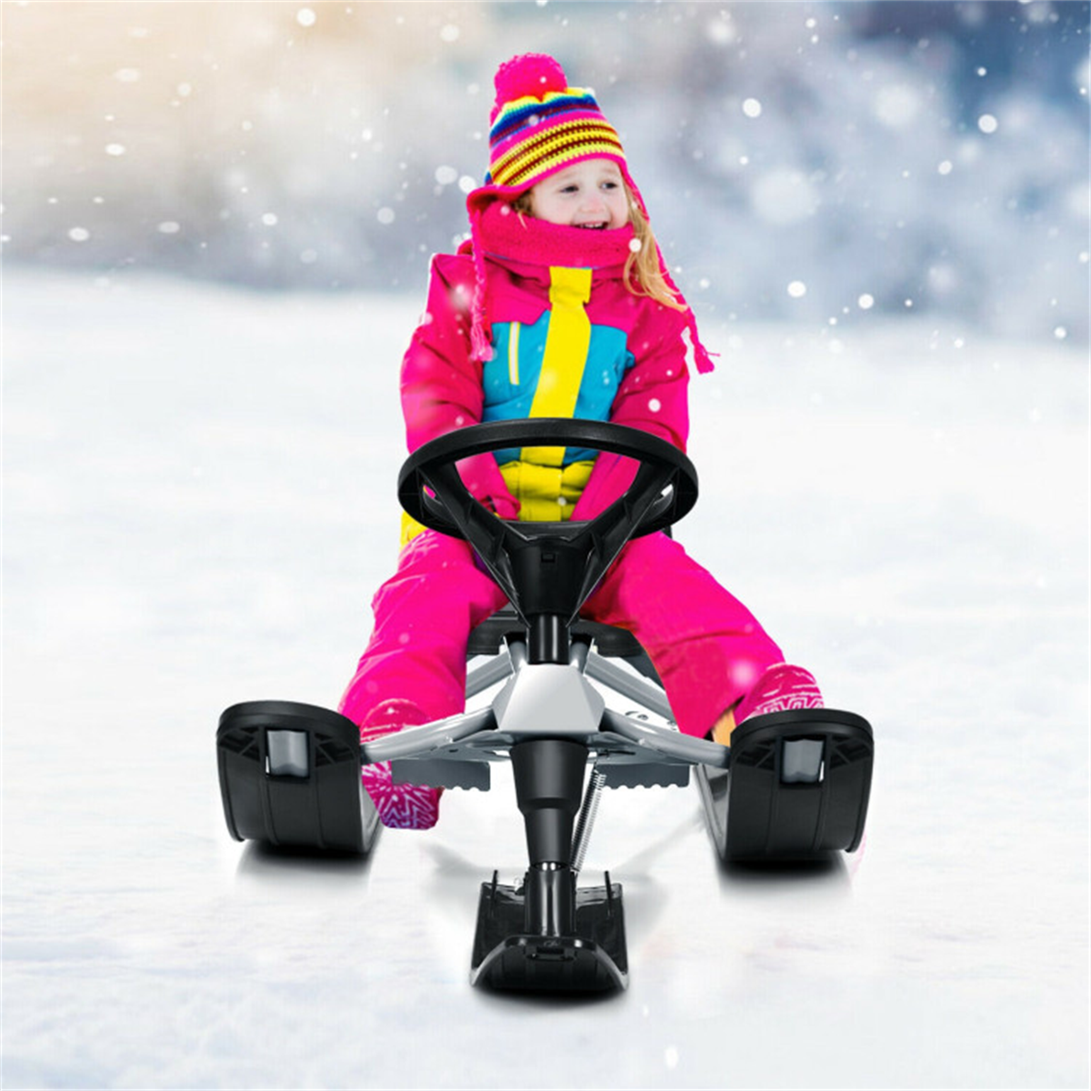 Black Christmas Gift Snow Racer - 44"x20"x16" 13lbs Lightweight Sled ...