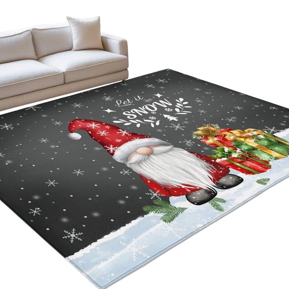 Black Christmas Gnomes Washable Rug 6x9 Area Rug for Living Room ...