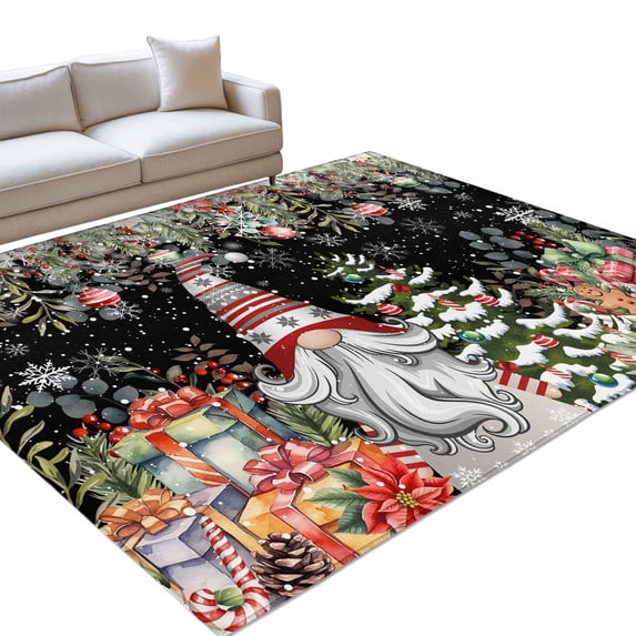 Black Christmas Gnomes Washable Rug 9x12 Area Rug for Living Room ...
