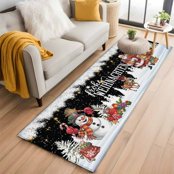 Black Christmas Kitchen Runner Rug 2x6 Washable Runners for Hallway Non ...