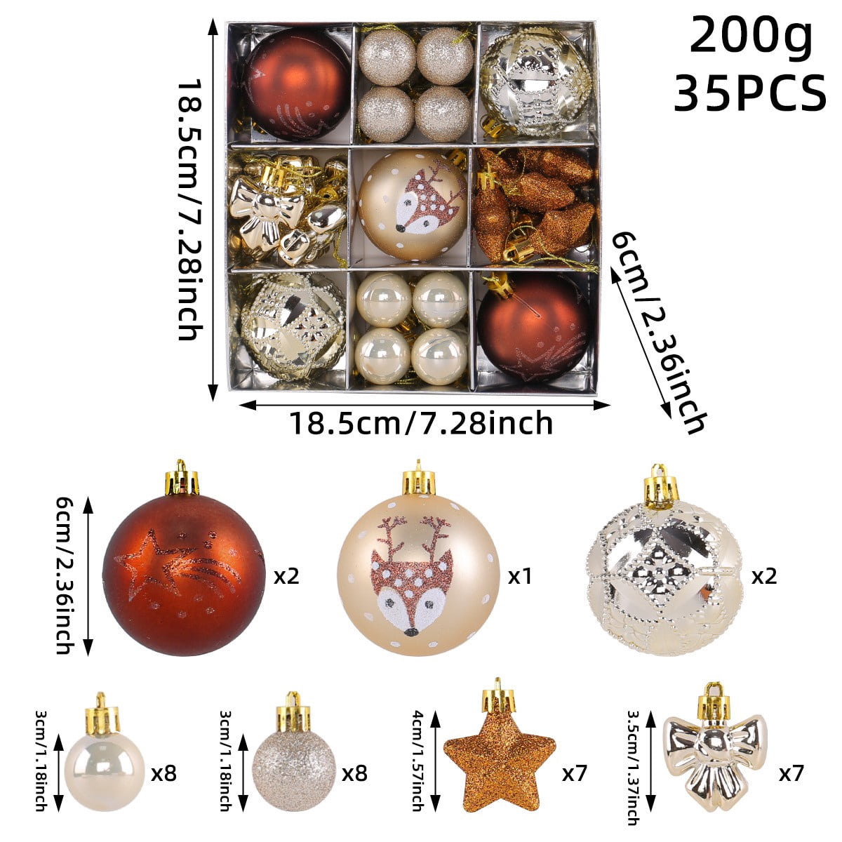 Black Christmas Ornaments, Christmas Baubles, Hanging Balls, 8cm Size ...