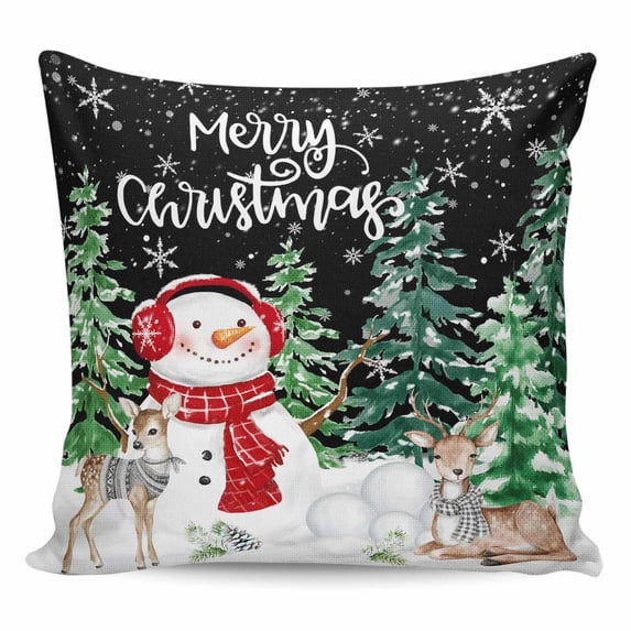 Black Christmas Pillow Covers 16x16 Inch Decorative Throw Pillow Cover ...