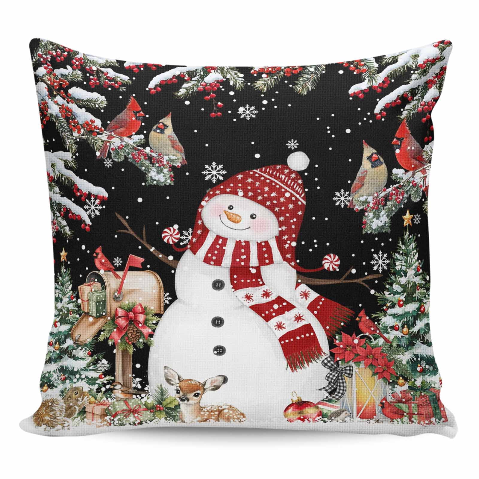 Black Christmas Pillow Covers 24x24 Inch Decorative Throw Pillow Cover ...