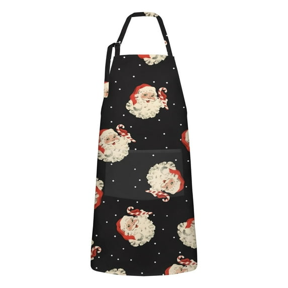 Black Christmas Santa Apron-Garden Aprons for Women with Pockets-Cotton ...