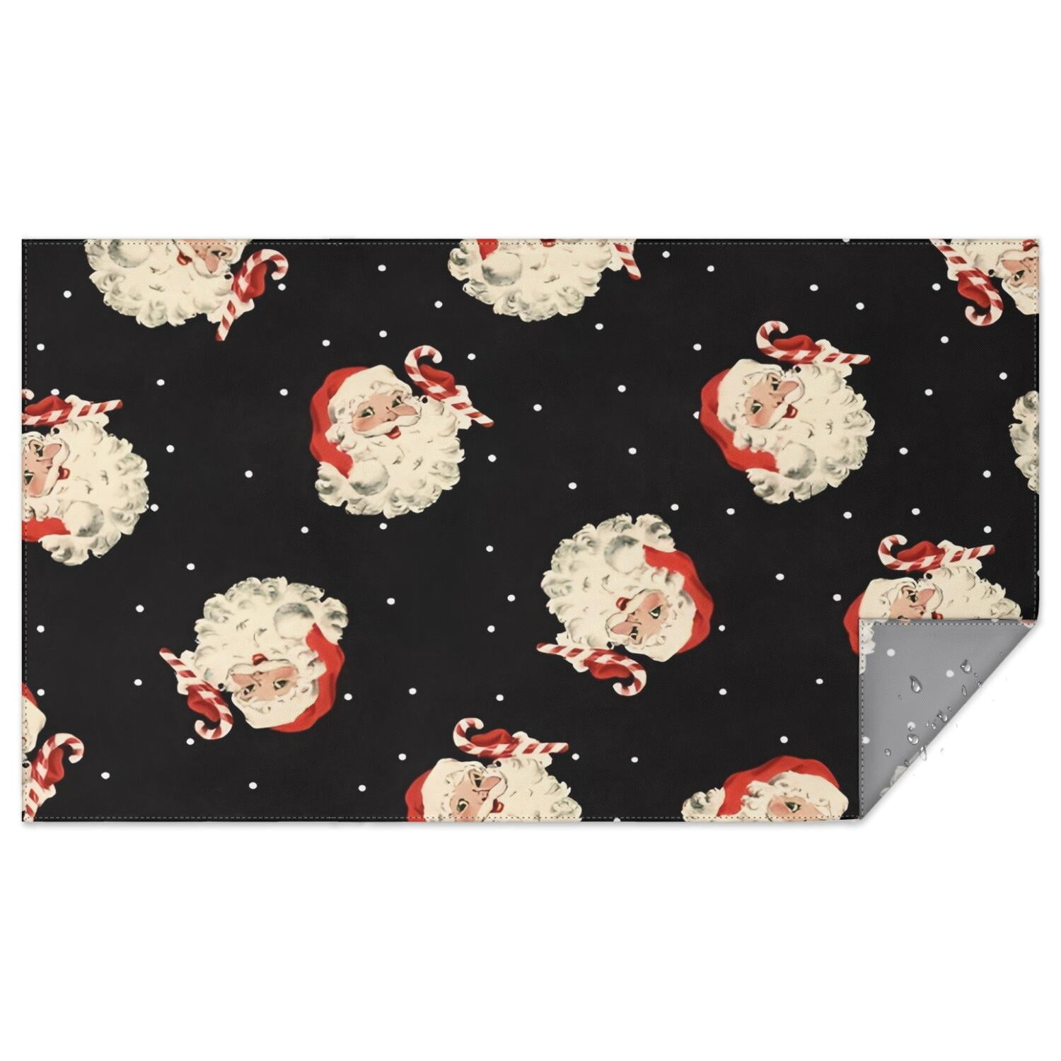 Black Christmas Santa Pattern Rectangle Tablecloth 60"x102",Waterproof ...
