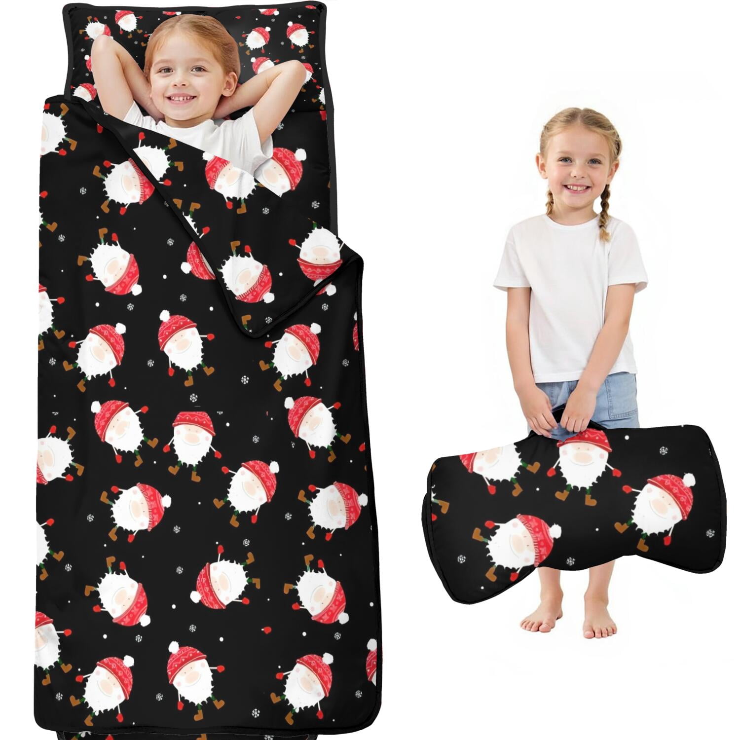 Black Christmas Santa Pattern Toddler Nap Mats for Kids Preschool,59 ...