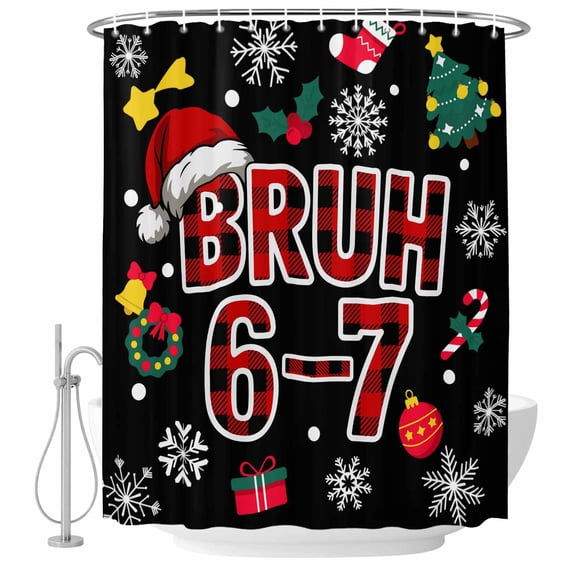Black Christmas Shower Curtain, Waterproof Shower Curtains for Bathroom ...