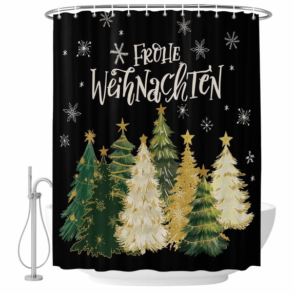 Black Christmas Shower Curtain, Waterproof Shower Curtains for Bathroom ...