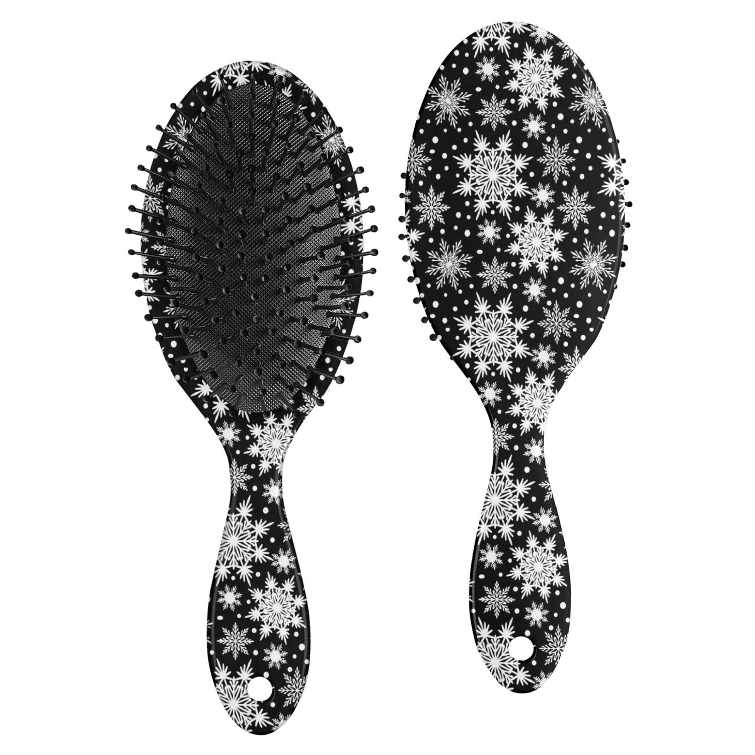 Black Christmas Snowflake Pattern Hair Brush,Girls Detangling Hair ...