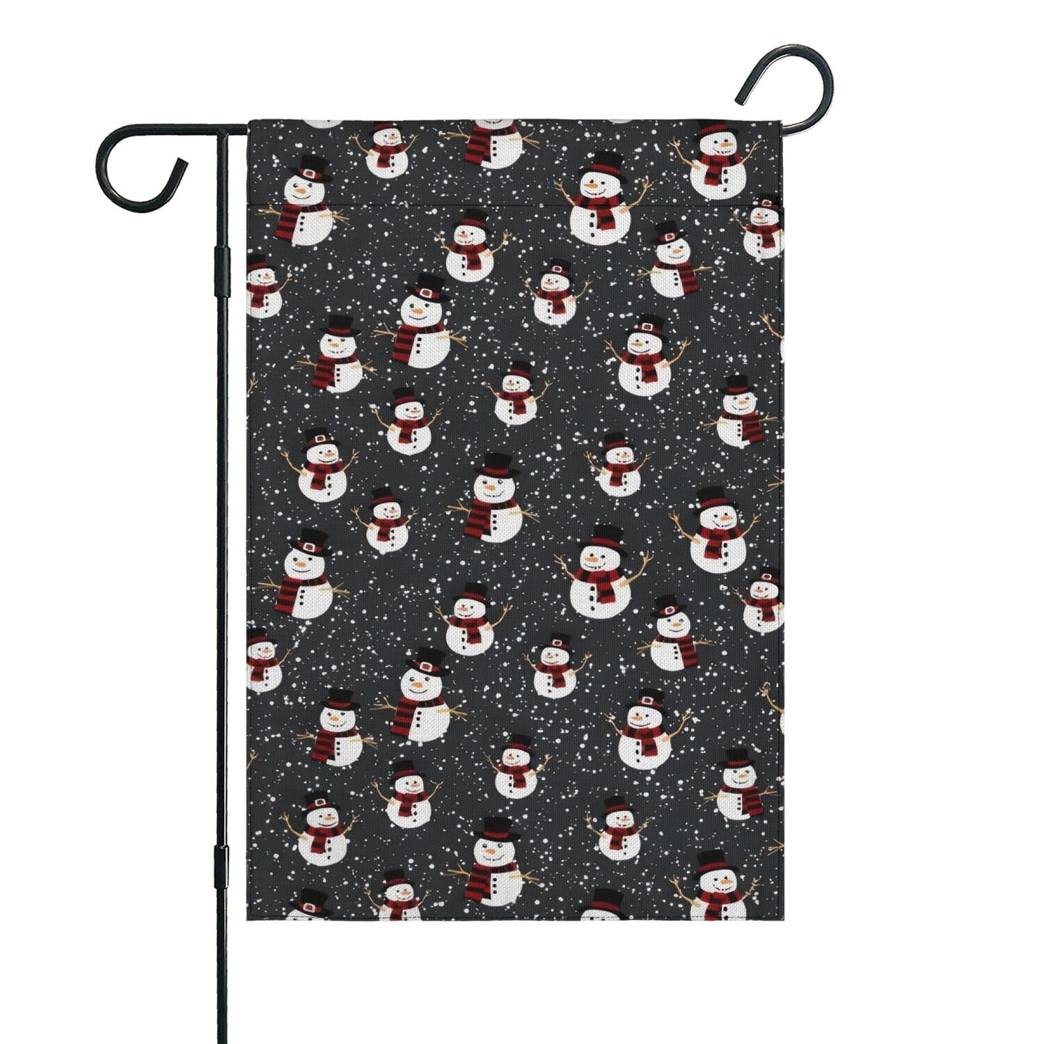 Black Christmas Snowman Pattern Fall Garden Flags 12.5"x18" Double Side ...