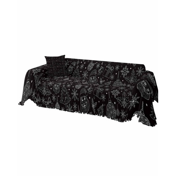 Black Christmas Sofa Couch Covers for 3 Cushion Couch, Washable L Shape ...