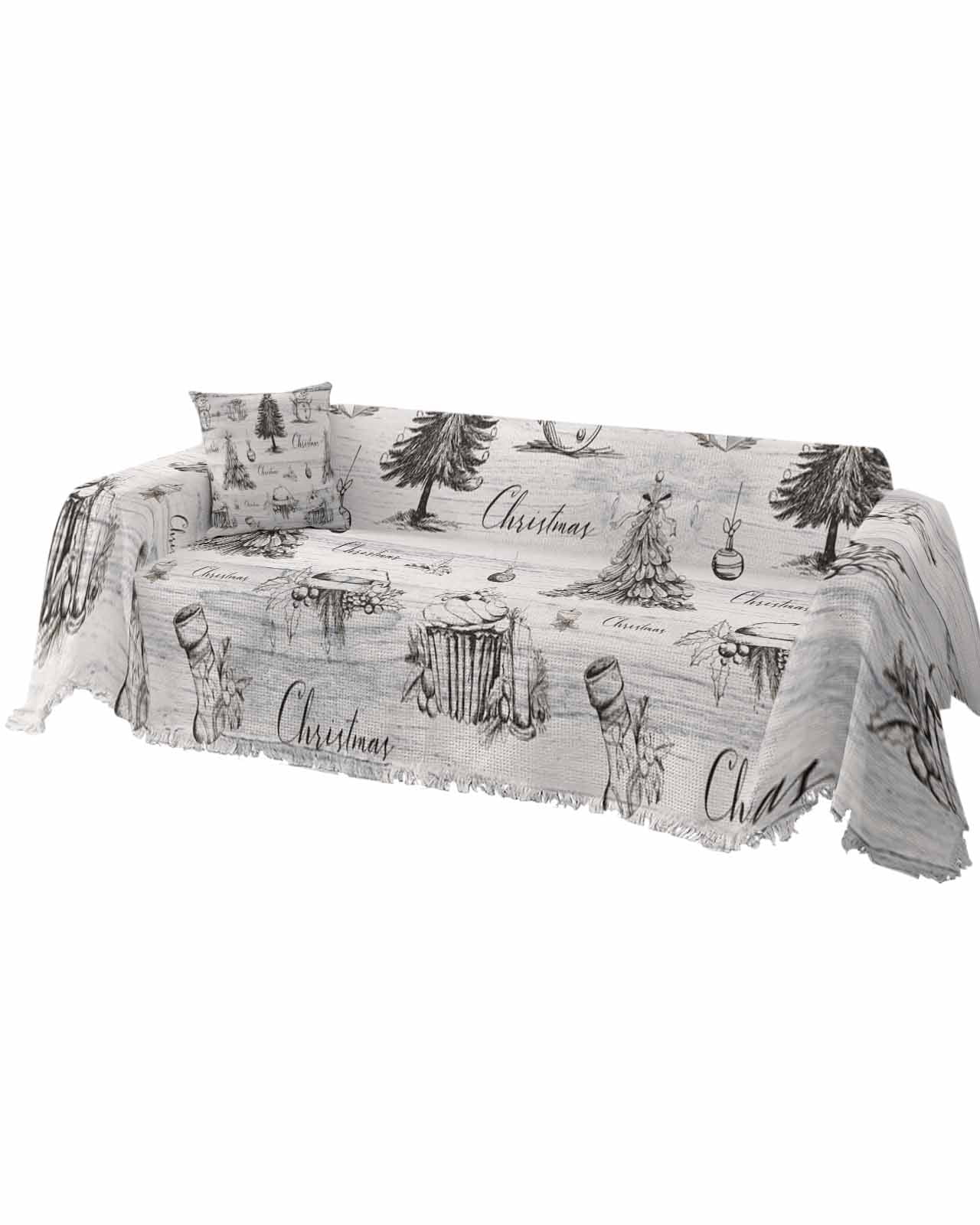 Black Christmas Sofa Covers for 3 Cushion, Washable Couch Cover for ...