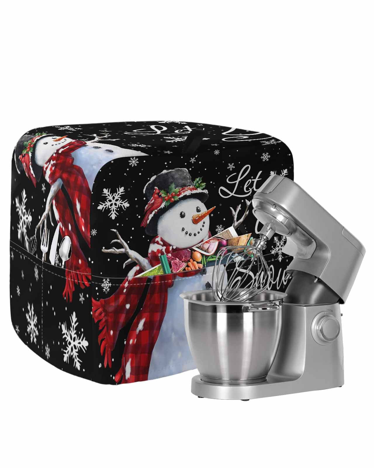 Black Christmas Stand Mixer Dust Cover with Storage Pocket & Handles ...