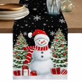 Black Christmas Table Runner 36 Inches, Snowman Snowflake Xmas Tree ...