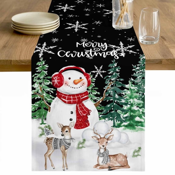 Black Christmas Table Runner 48 Inches Long Farmhouse Dress Scarves ...
