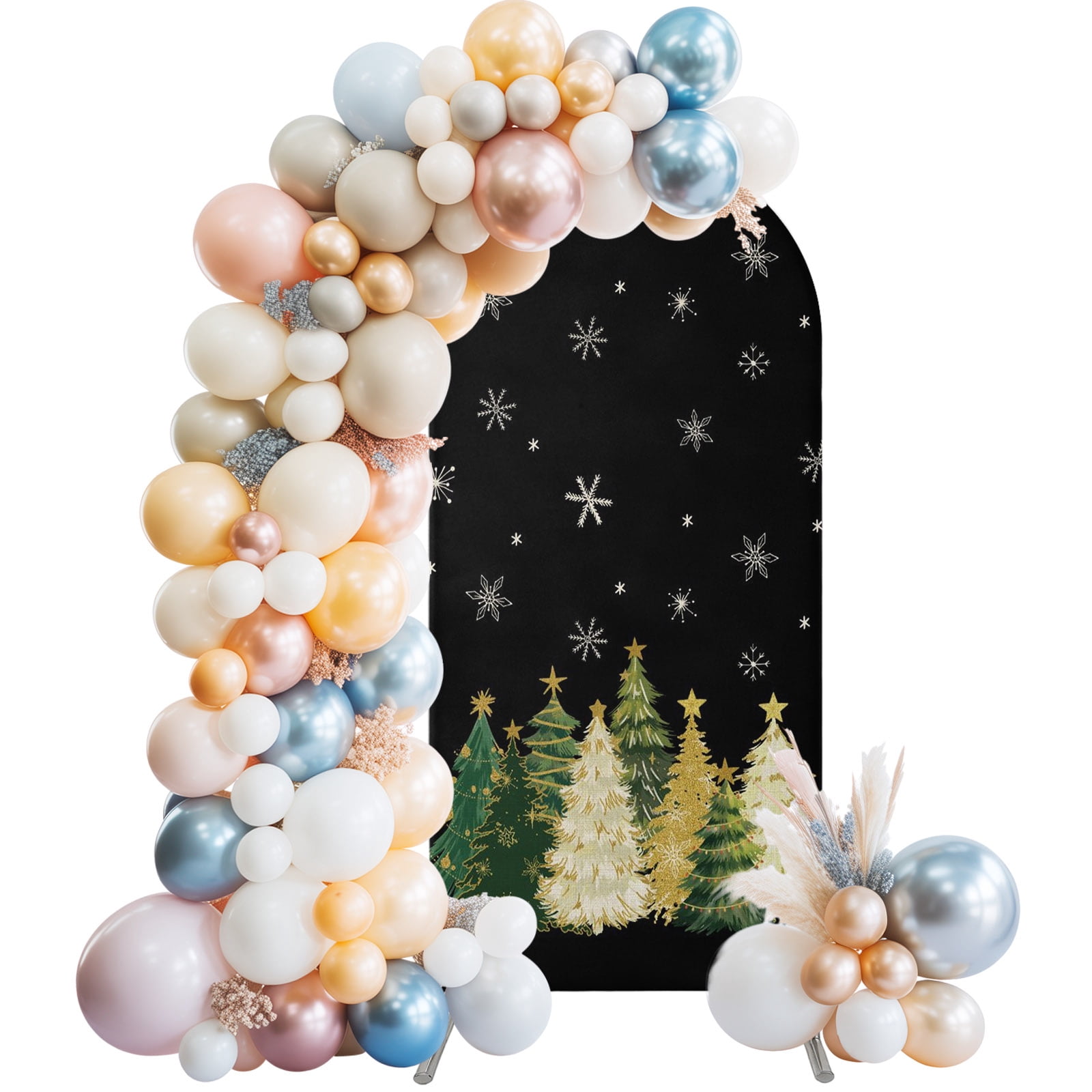 Black Christmas Tree Arch Backdrop Cover 6.6x3.3 Ft, Spandex Wedding ...