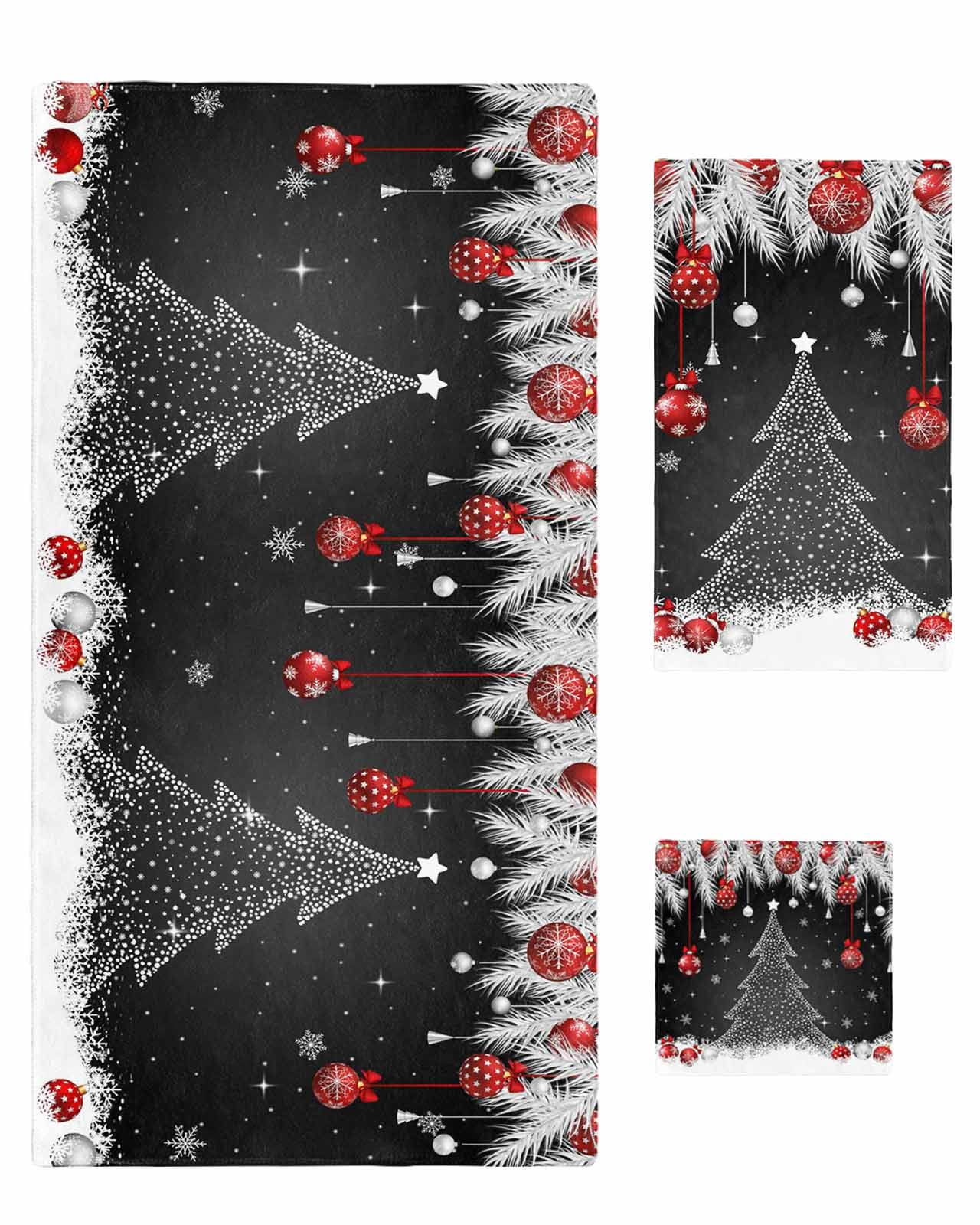 Black Christmas Tree Bath Towels for Bathroom Set,Luxury Microfiber ...