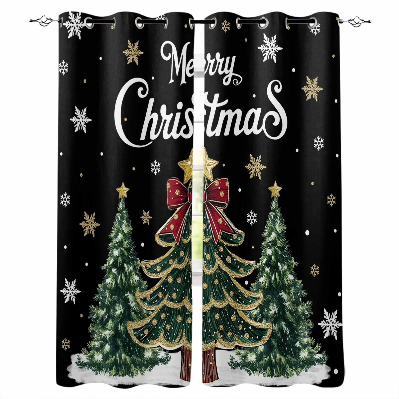 Black Christmas Tree Black Out Curtains 84 Inch Long for Living Room ...