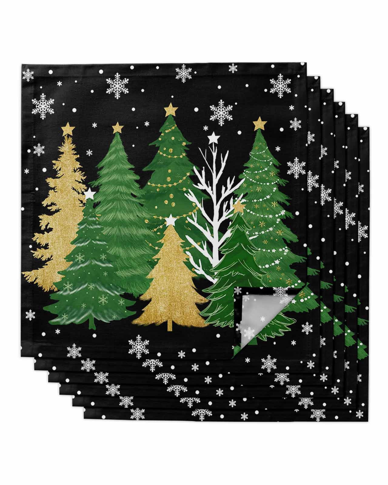 Black Christmas Tree Cloth Napkins Set of 6 Reusable Dinner Napkins ...